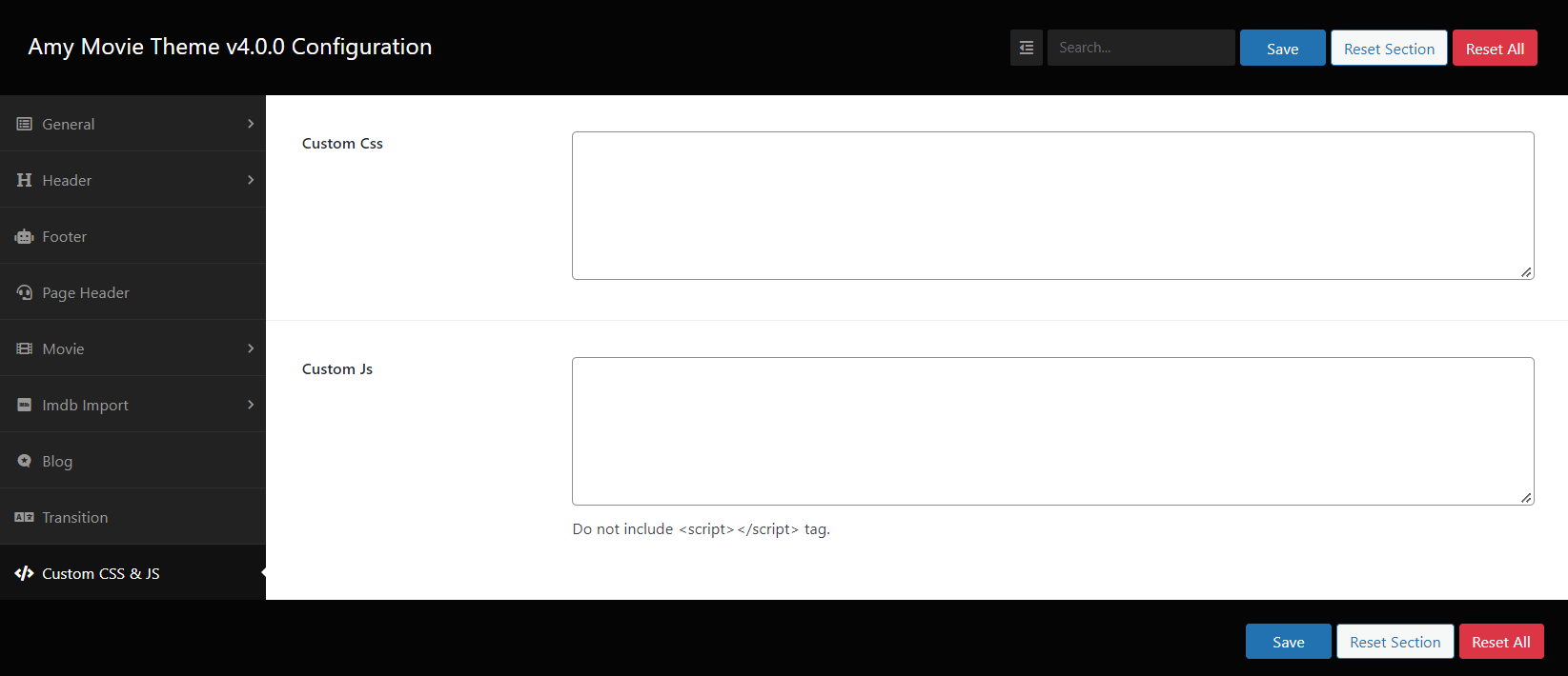 Custom CSS & JS - Amytheme